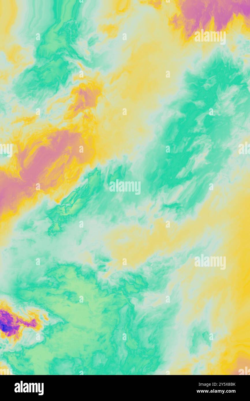 Vibrant abstract painting with swirling patterns in yellow, green, and ...