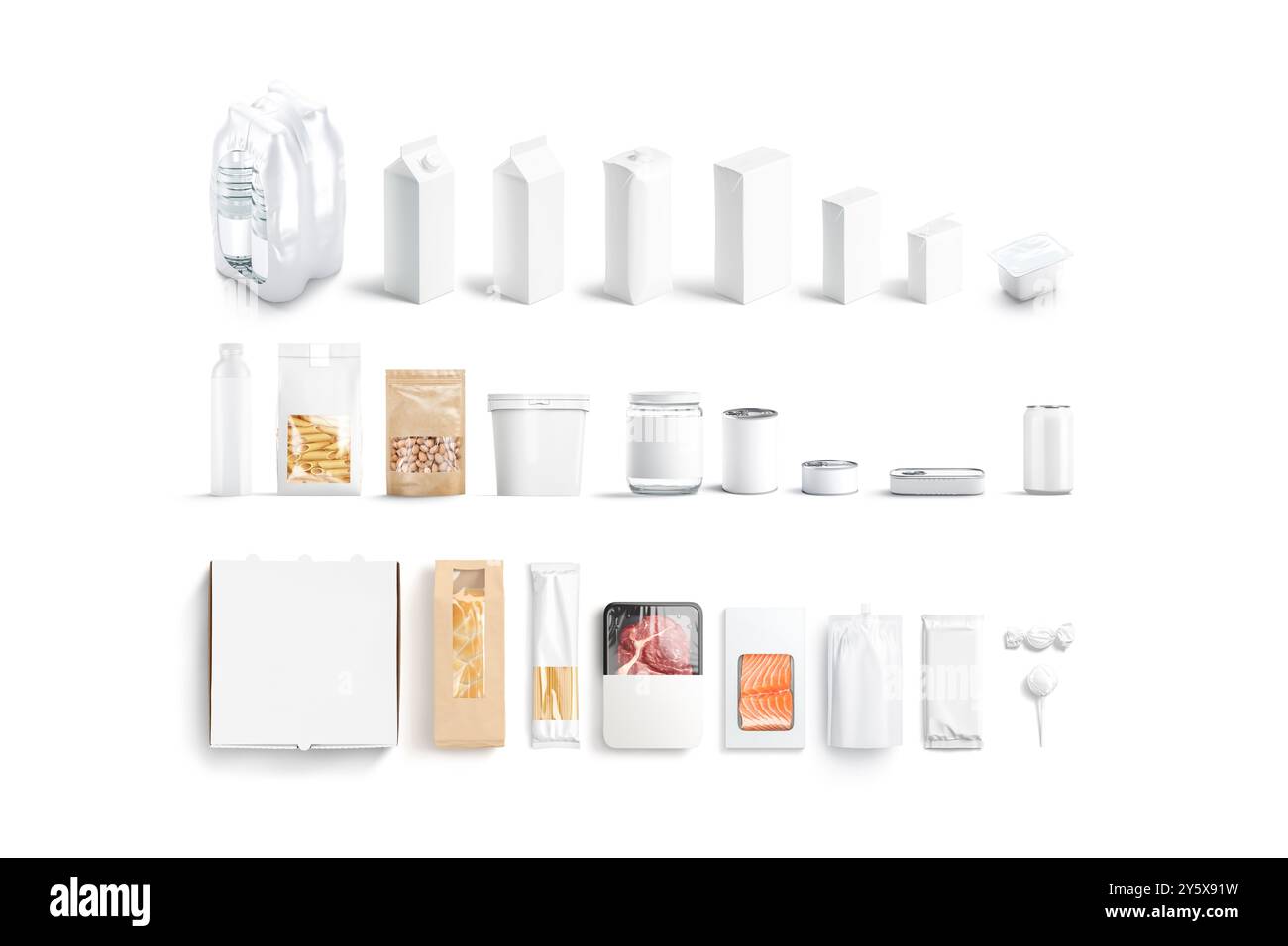 Blank white product packaging mockup set, isolated Stock Photo - Alamy