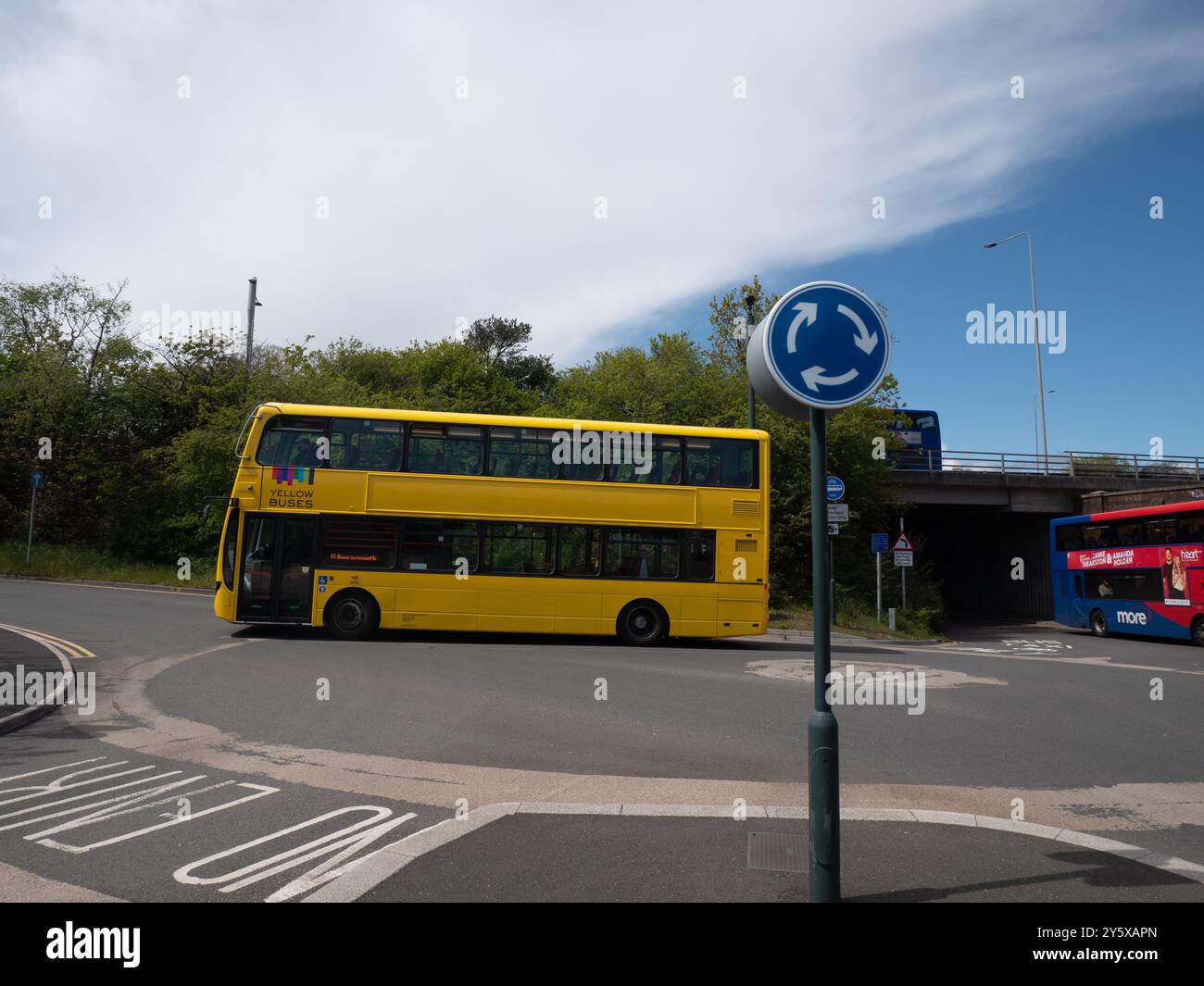 Yellow buses double decker bus at Bournemouth Interchange Stock Photo ...