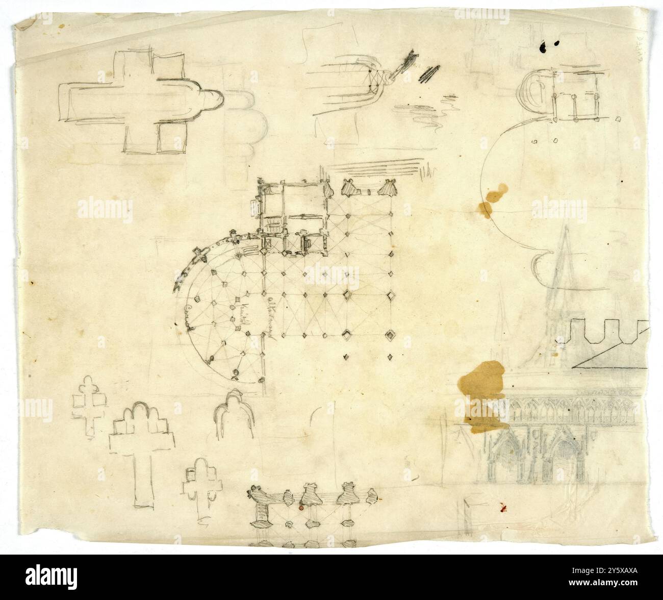 Juan de Madrazo y Kuntz / 'Sketch of the ground floor and elevations of ...