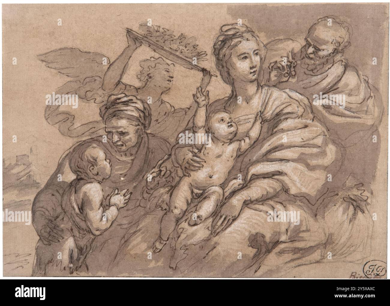 Bartolomeo Biscaino / 'The Holy Family with Saint Anne and Saint John ...