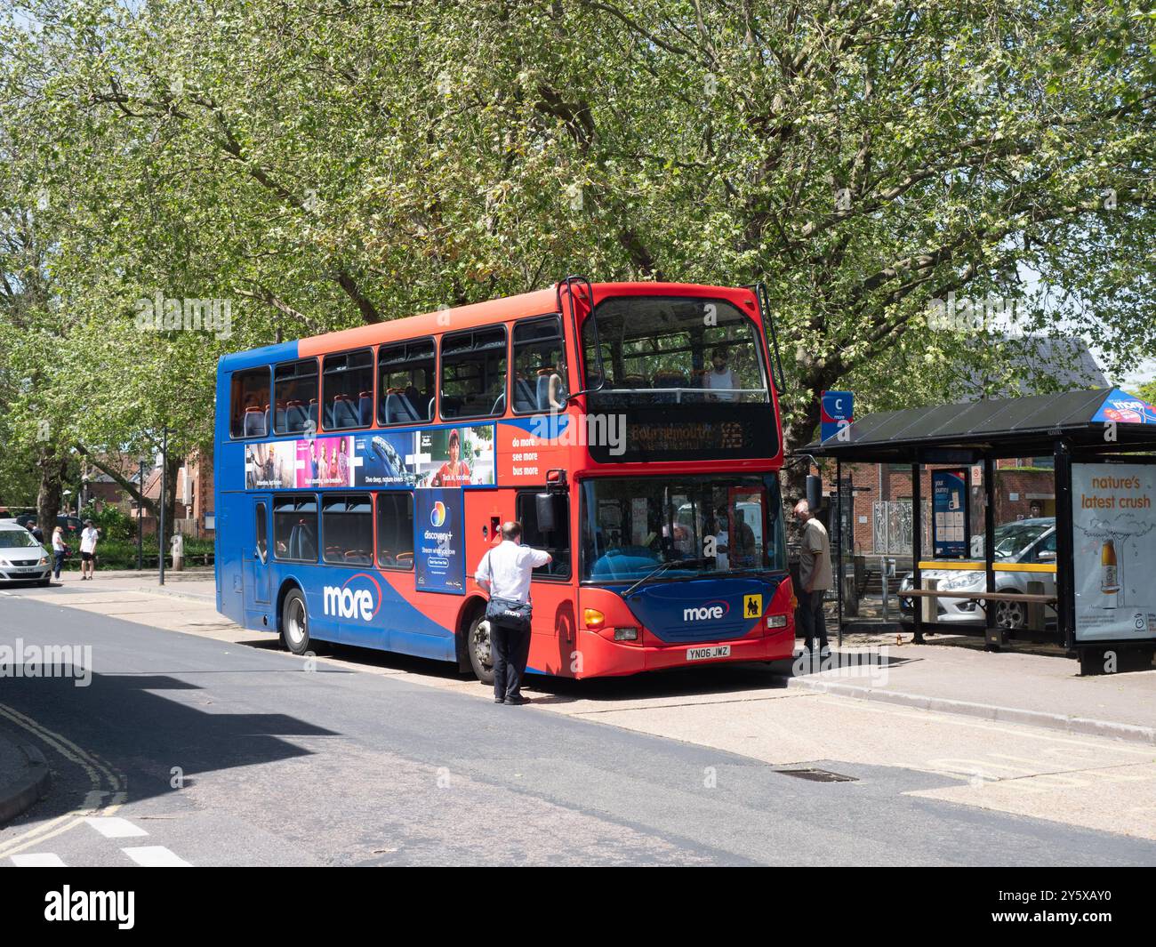 Morebus Scania double deck bus at Ringwood Stock Photo - Alamy