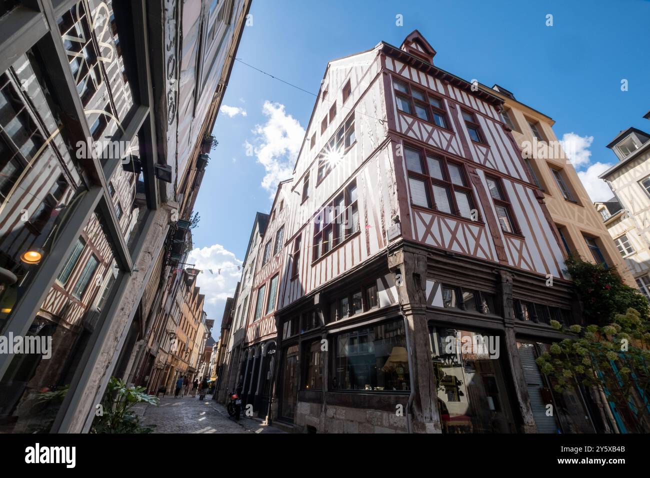 Well preserved, medieval half timbered buildings in Rouen city centre ...
