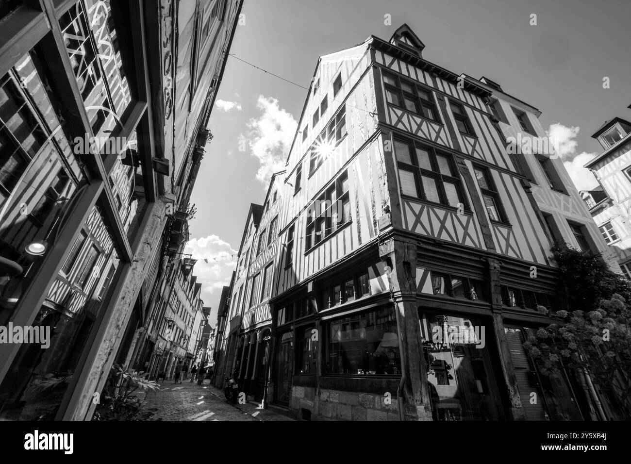 Well preserved, medieval half timbered buildings in Rouen city centre ...