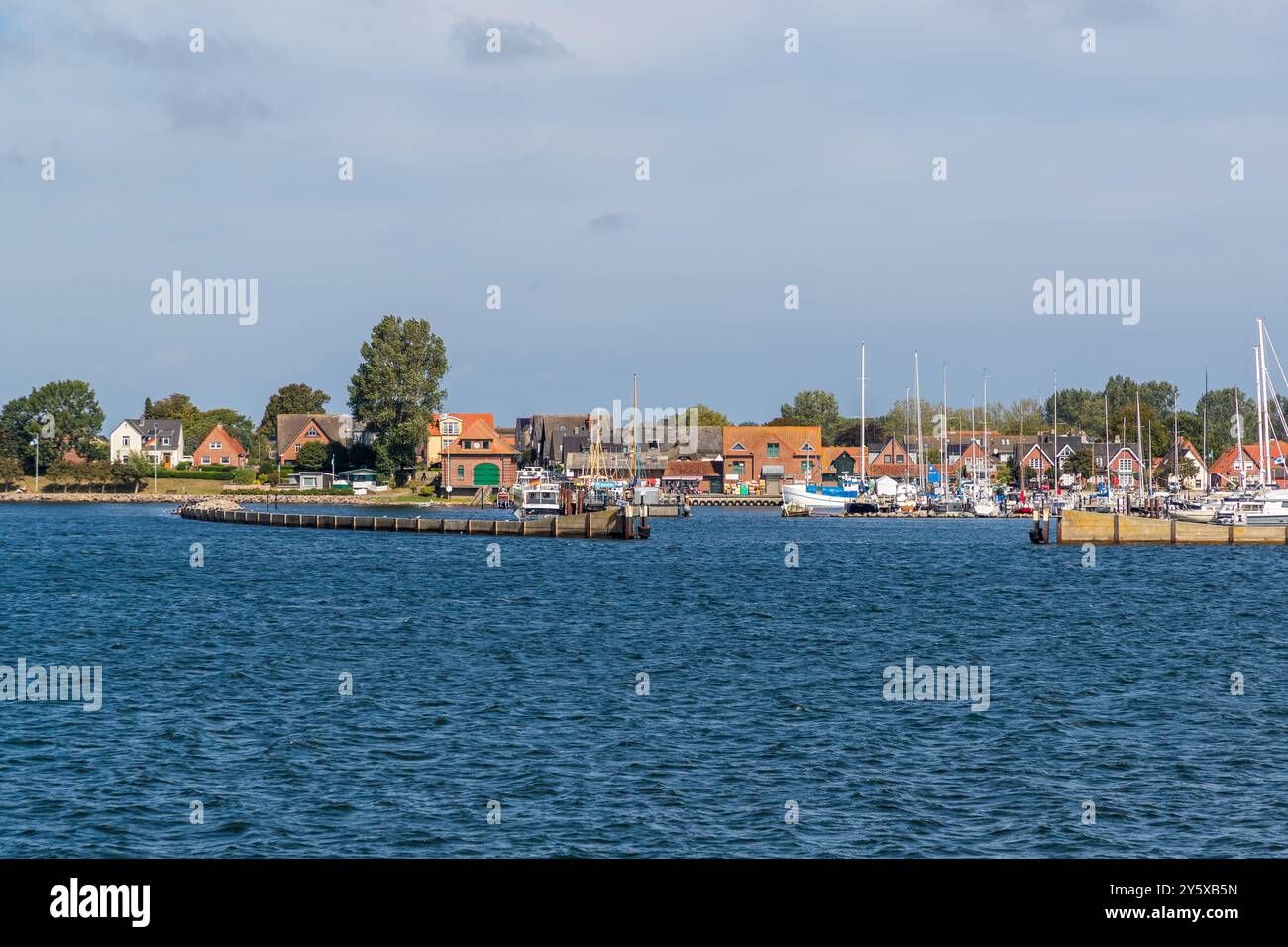 Harbor of the fishing village of Maasholm in the Schleim estuary ...