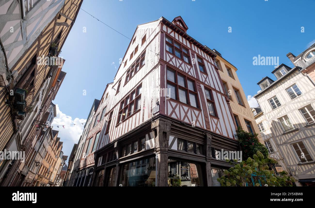 Well preserved, medieval half timbered buildings in Rouen city centre ...