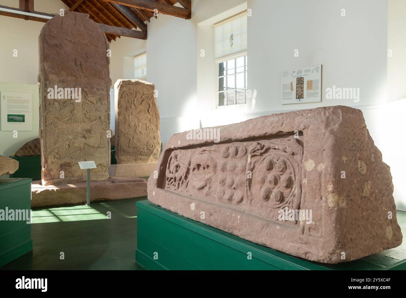 Pictish stones on display at Meigle Sculptured Stone Museum, Meigle ...