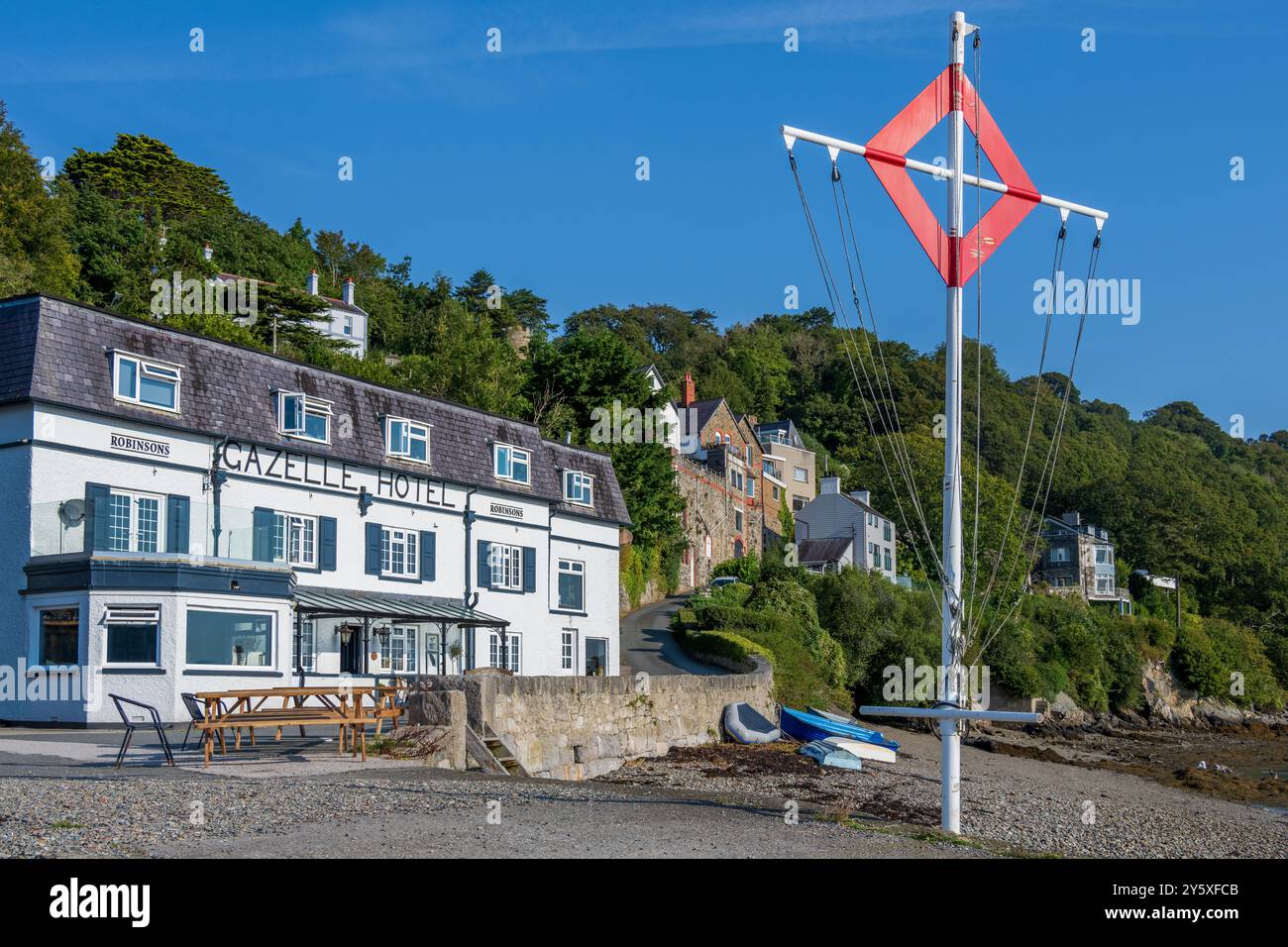 The Gazelle hotel on the side of the Menai Strait on Anglesey in North ...