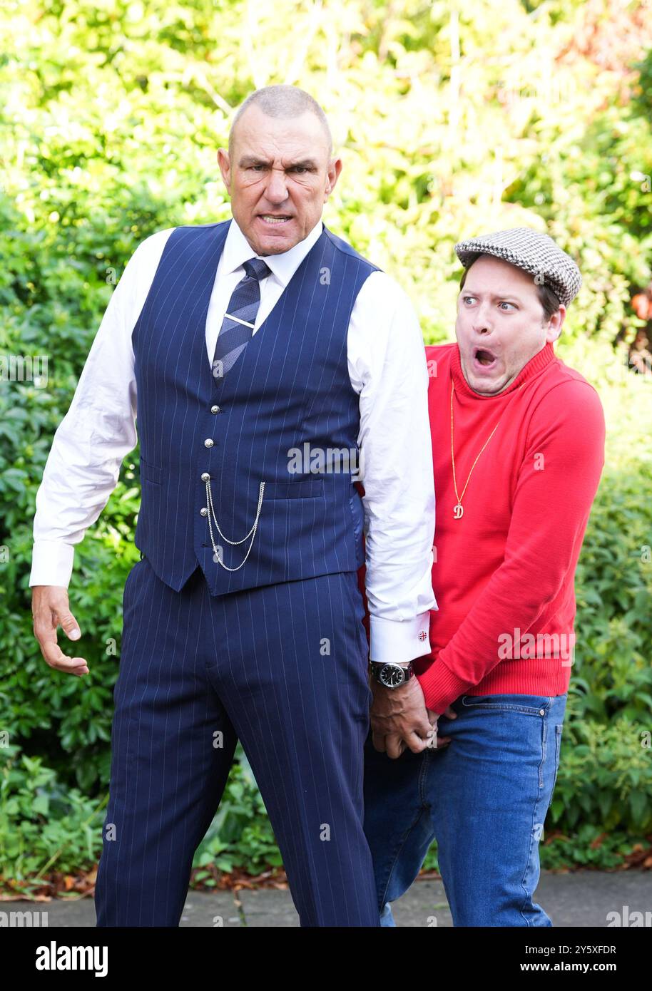 Vinnie Jones (left), in character as Danny Driscoll, and Sam Lupton as ...