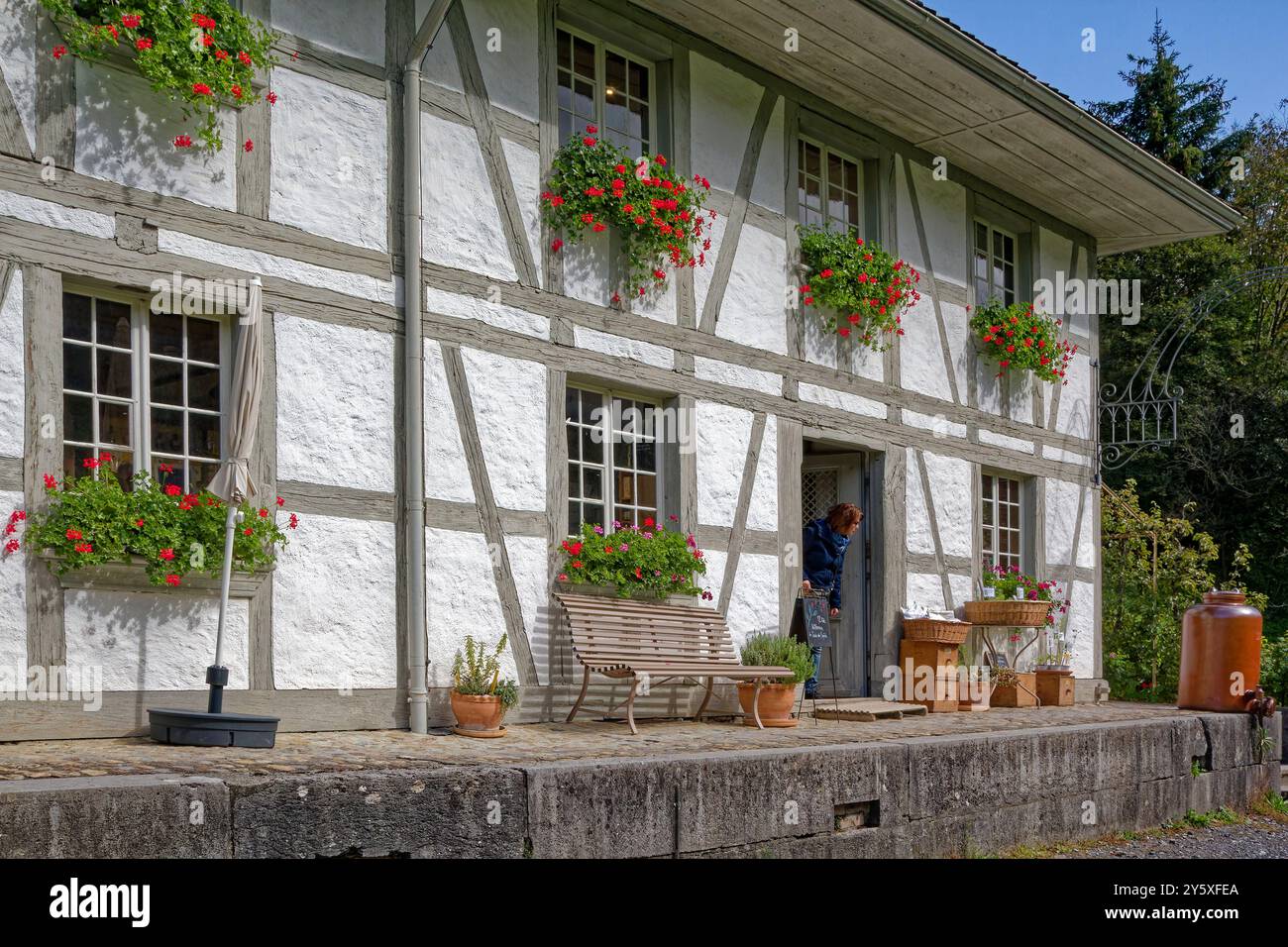 Craftsman's House, 1779, exterior, copper barrel, window boxes, flowers ...