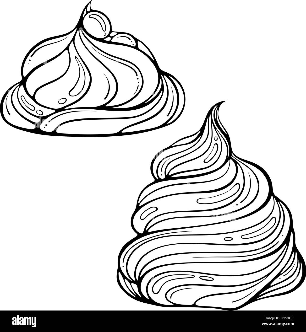 Whipped cream set line art Stock Vector Image & Art - Alamy