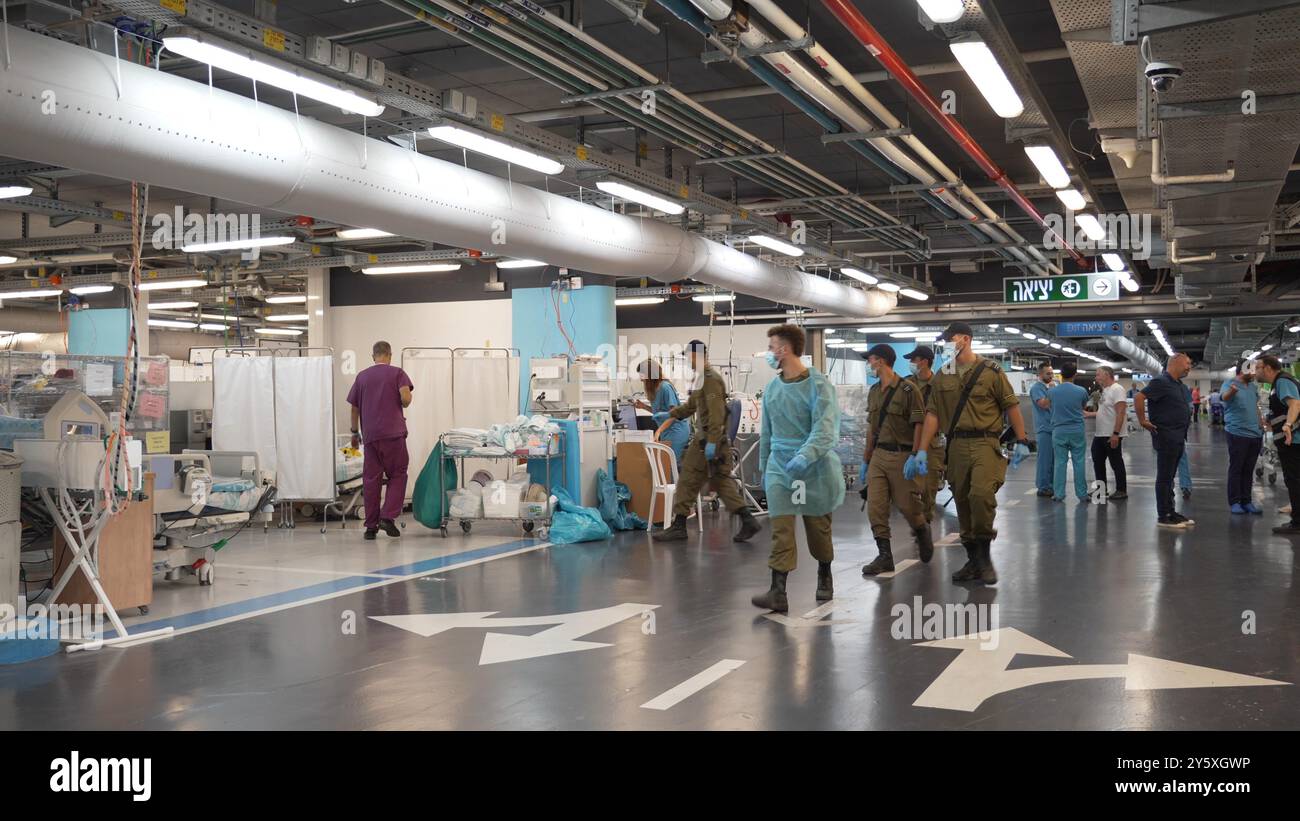 HAIFA, ISRAEL - SEPTEMBER 22: Israeli soldiers walk at the underground ...