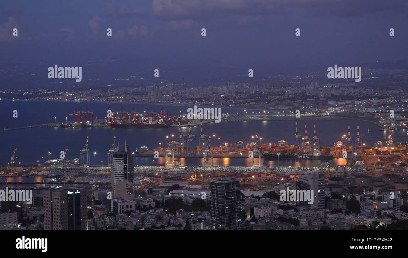 HAIFA, ISRAEL - SEPTEMBER 22: View of Haifa bay area featuring an ...
