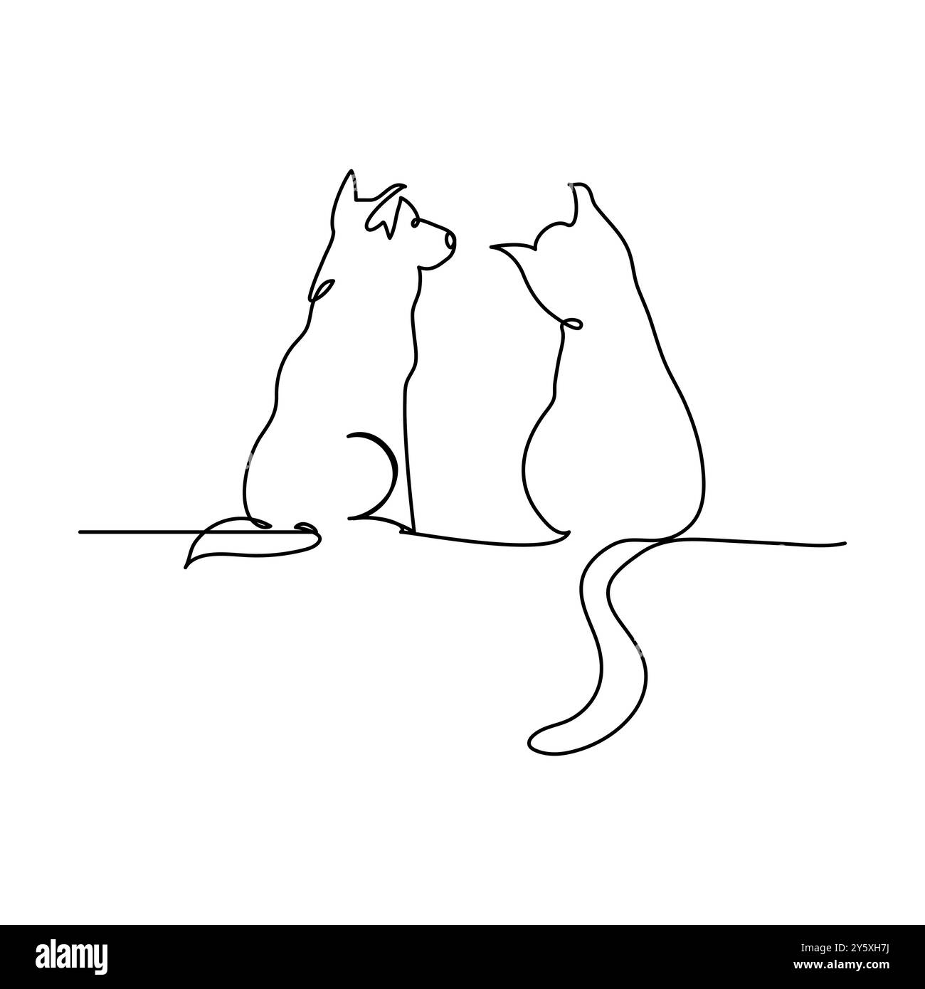 Cat & dog line art 08. Good use for symbol, logo, web icon, mascot ...