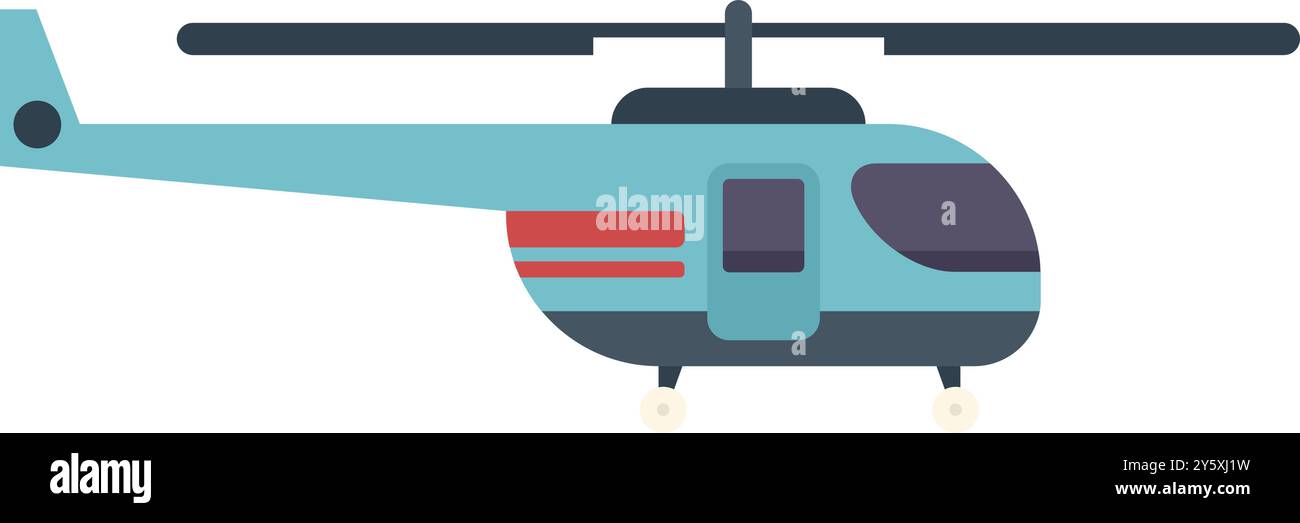 Simple vector illustration of a blue helicopter flying in the air ...