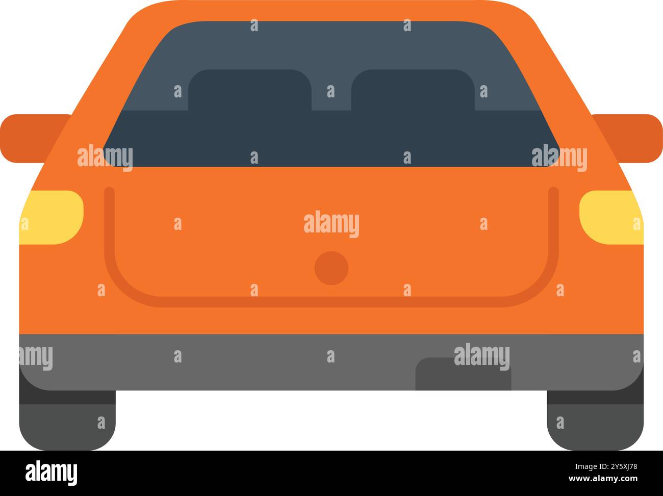 Simple and colorful vector illustration of a generic orange car parking ...