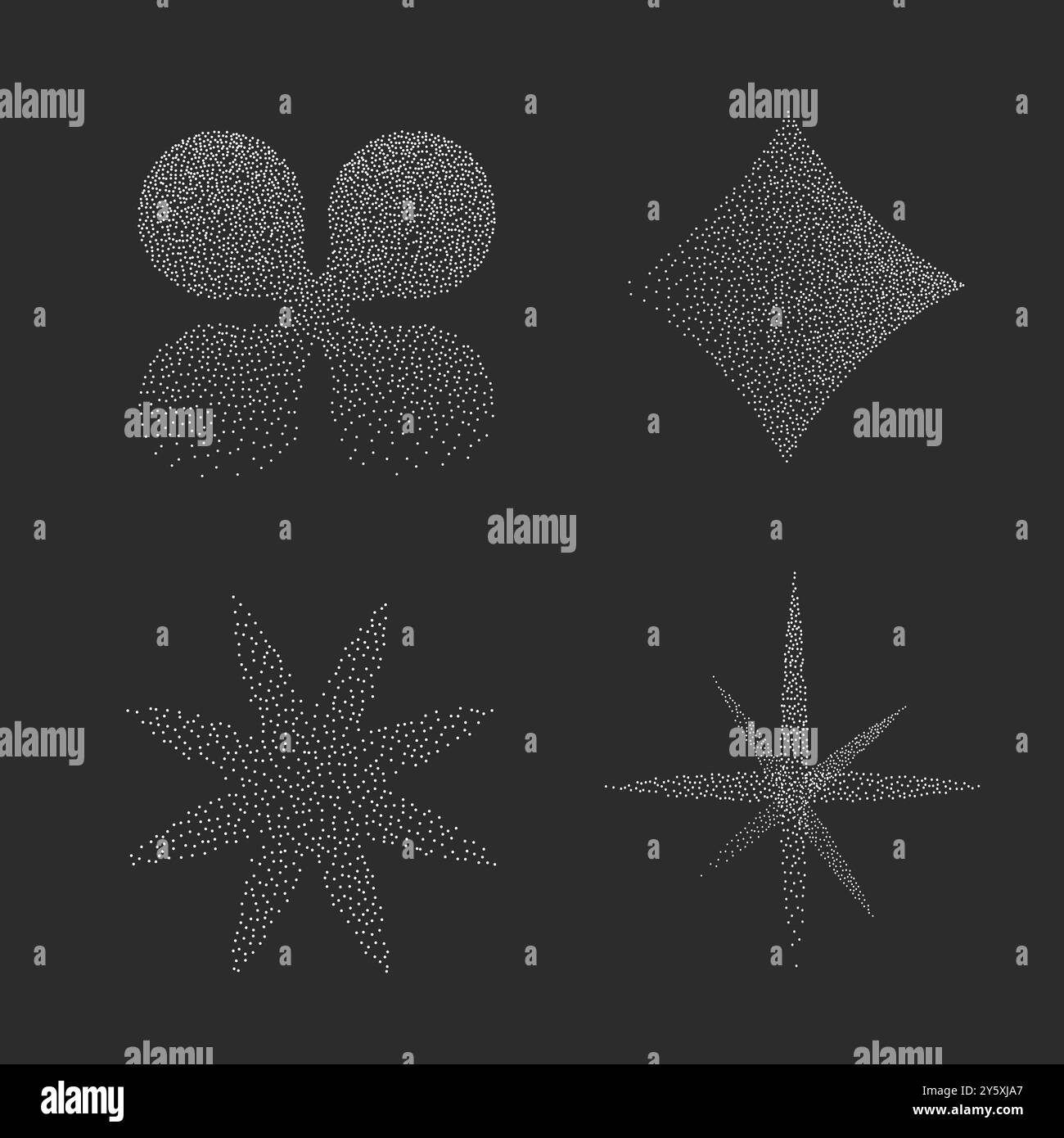 Grain dot stipple y2k abstract geometry shapes. Noise sand dust pointillism effect. Retro ...