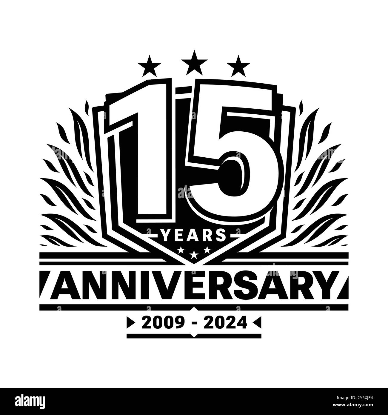 15 years anniversary celebration shield design template. 15th anniversary logo. Vector and ...