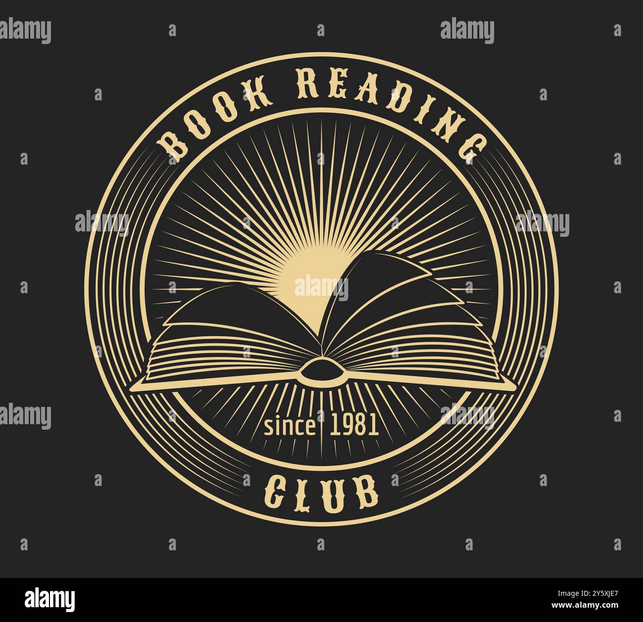 Vintage golden book reading club emblem Stock Vector Image & Art - Alamy