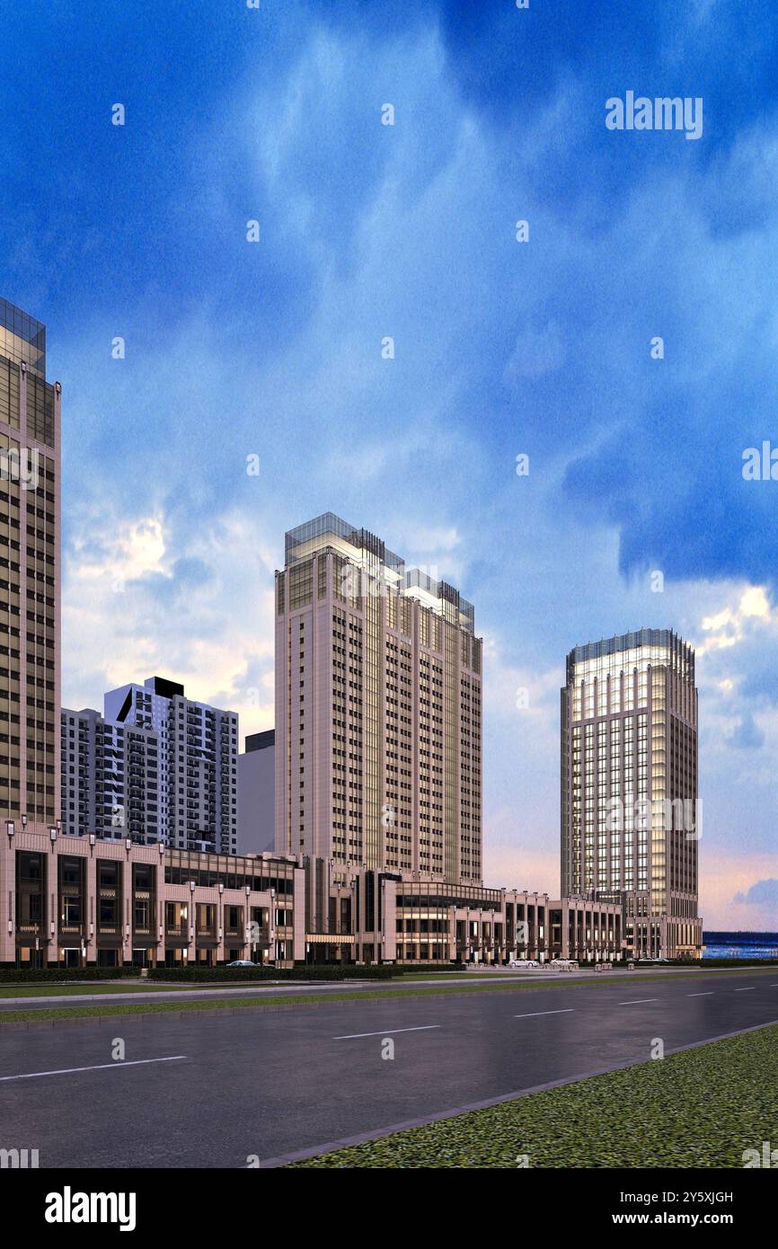 City background 3d render aerial hi-res stock photography and images ...