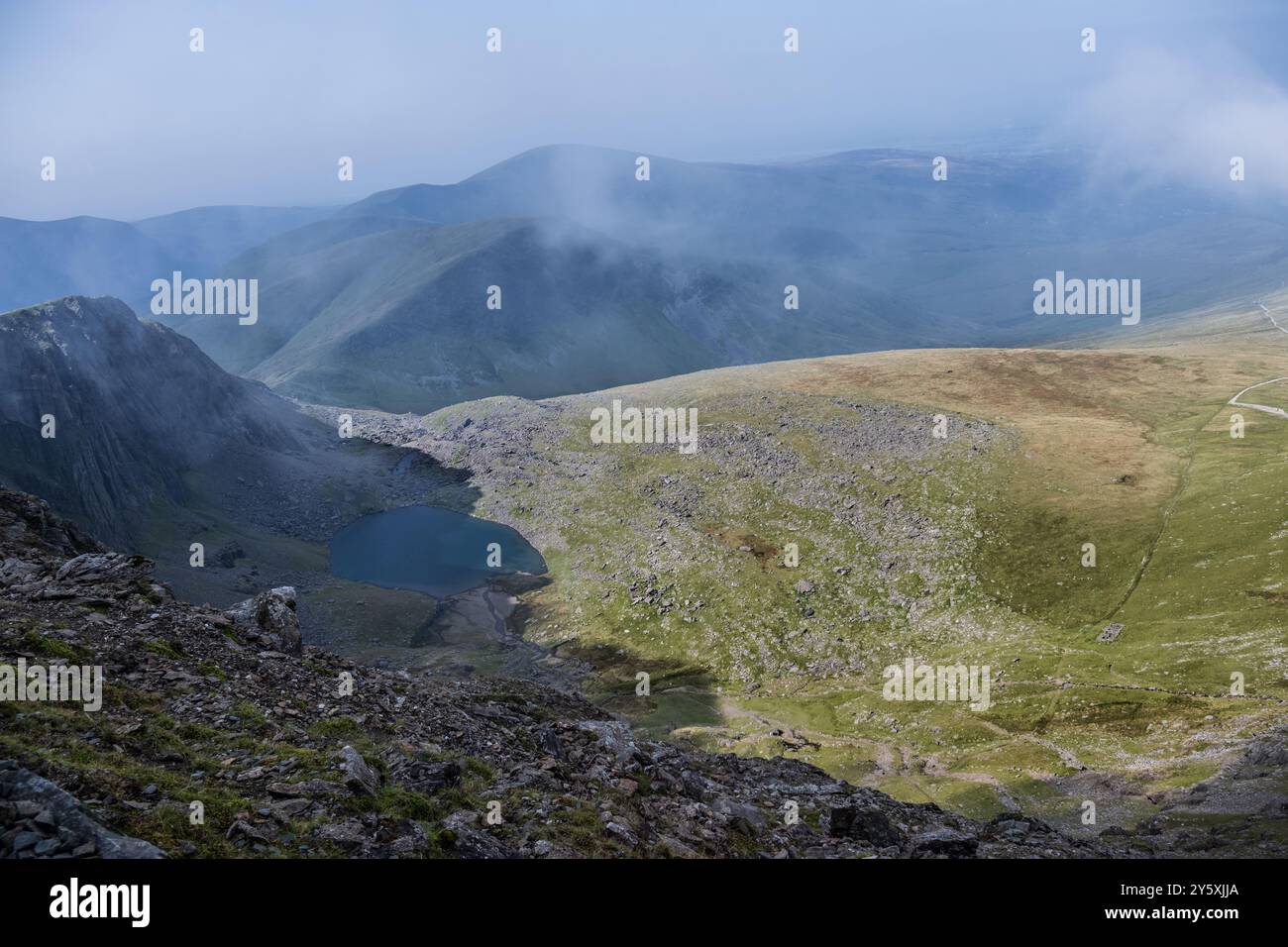 View from the train of the Snowdonia mountains from the train on the ...