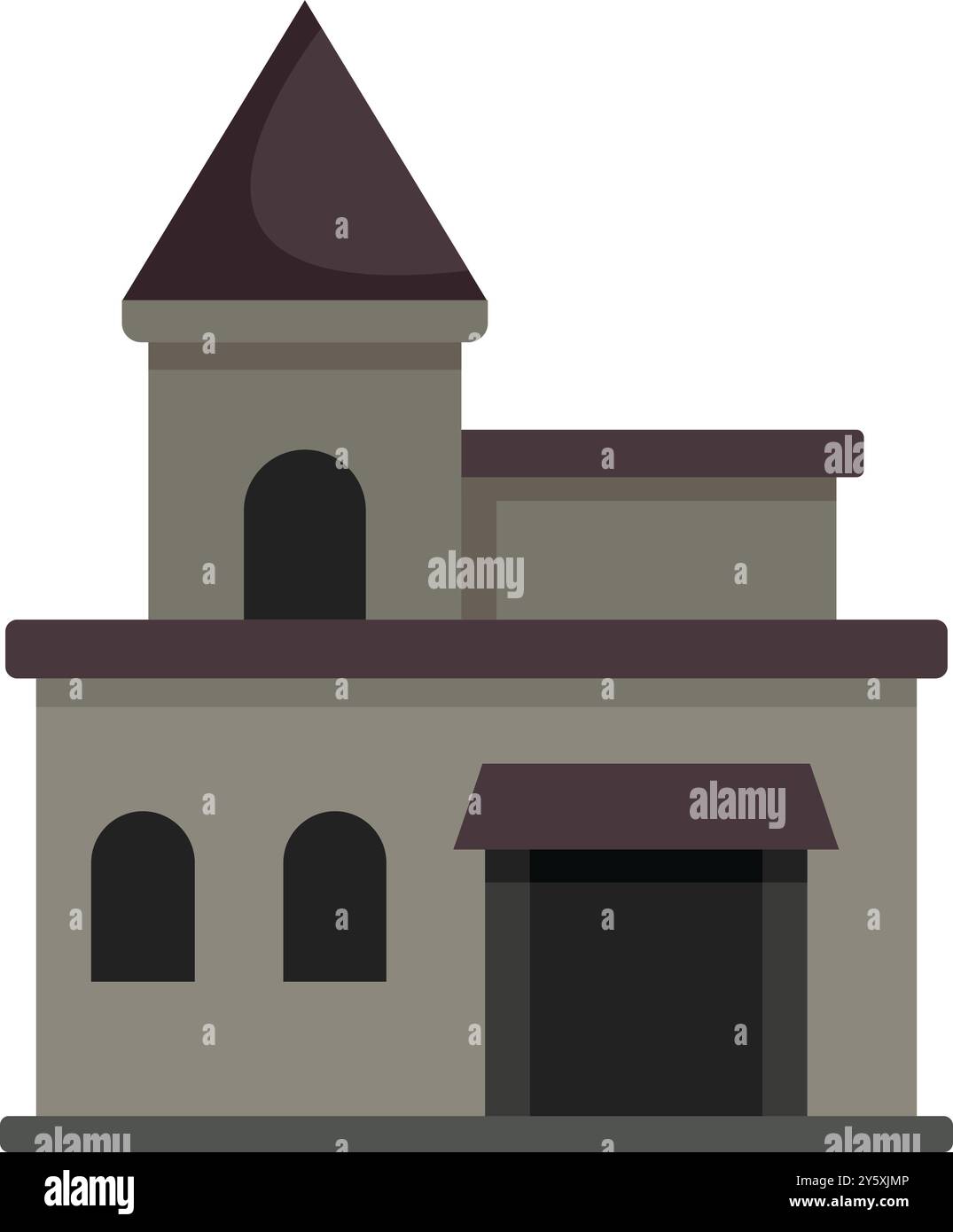 Simple vector illustration of a medieval style building with a tower ...