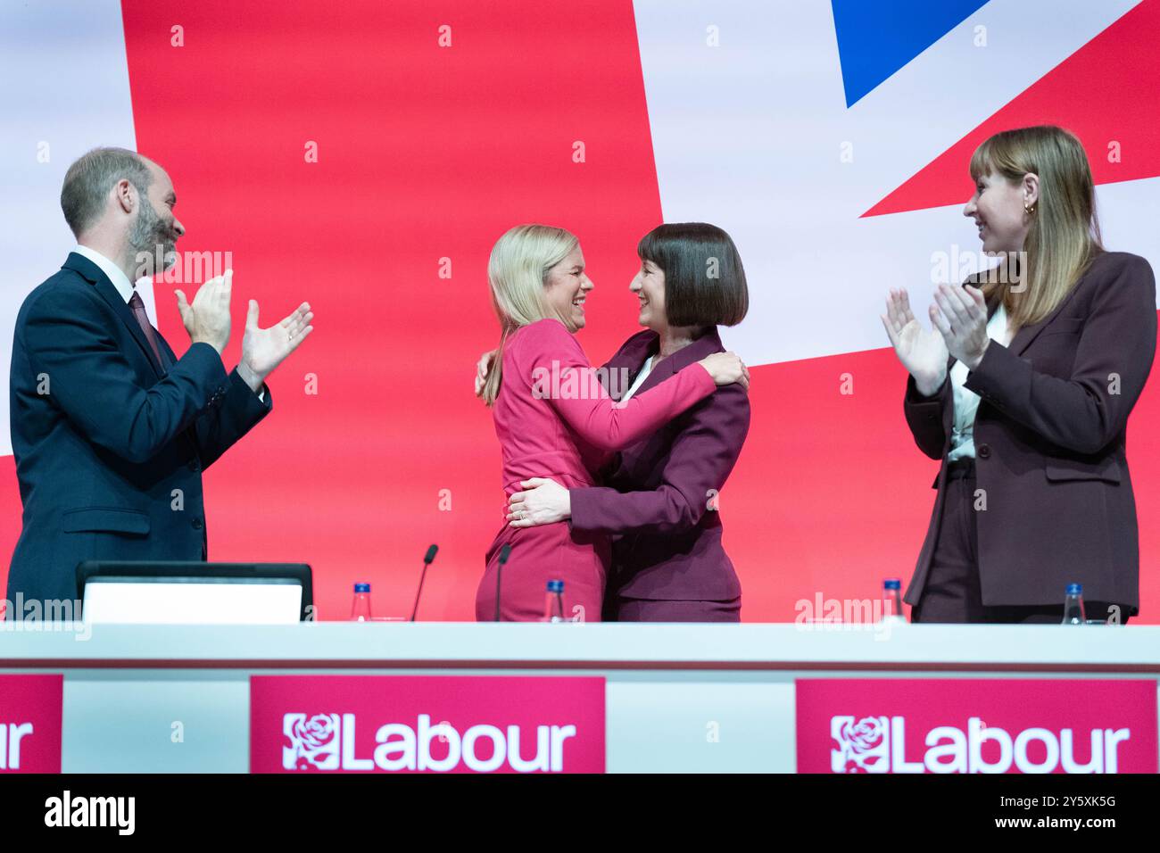 Chancellor of the Exchequer, Rachel Reeves is congratulated by her ...