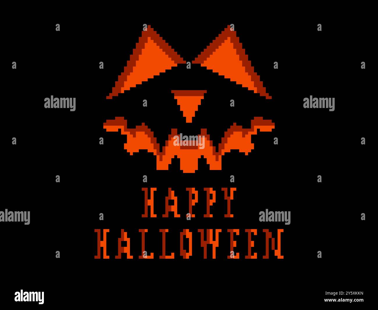 Happy Halloween scary pumpkin face pixel art style. Jack-o-lantern ...
