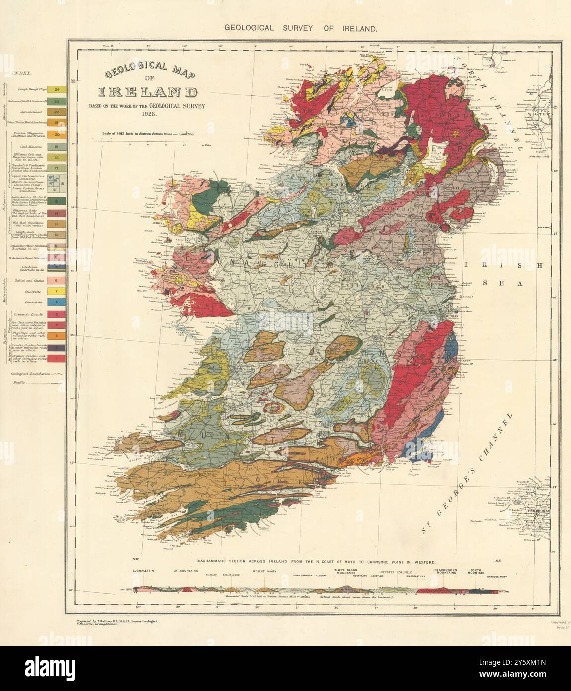 Geological Map of Ireland based on the work of the Geological Survey ...