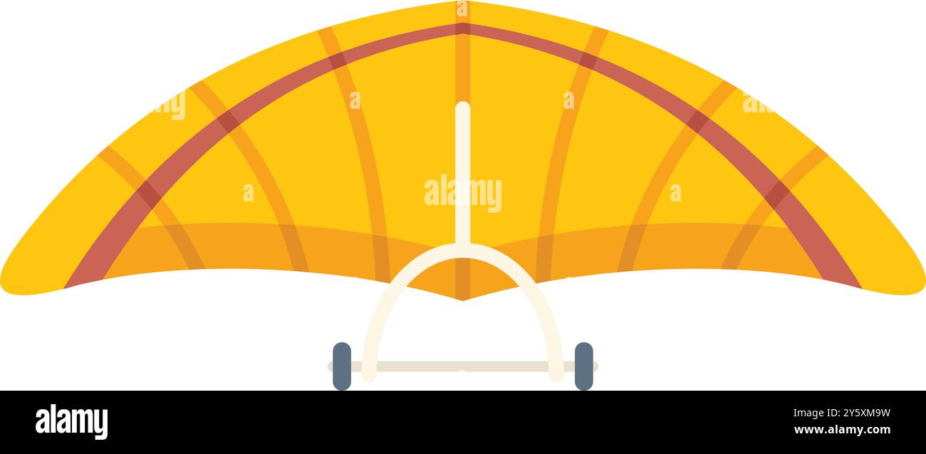 Yellow hang glider with wheels standing on the ground in anticipation ...
