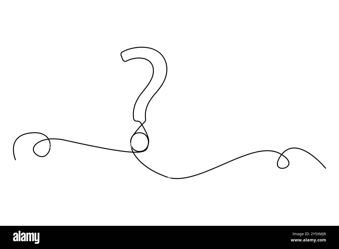 Question mark drawn with a single continuous line. Minimalist design ...