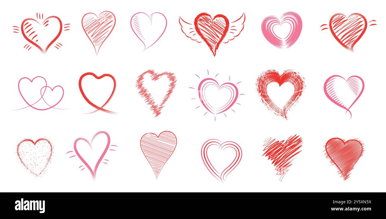 Set of hand-drawn hearts - vector illustration Stock Vector Image & Art - Alamy