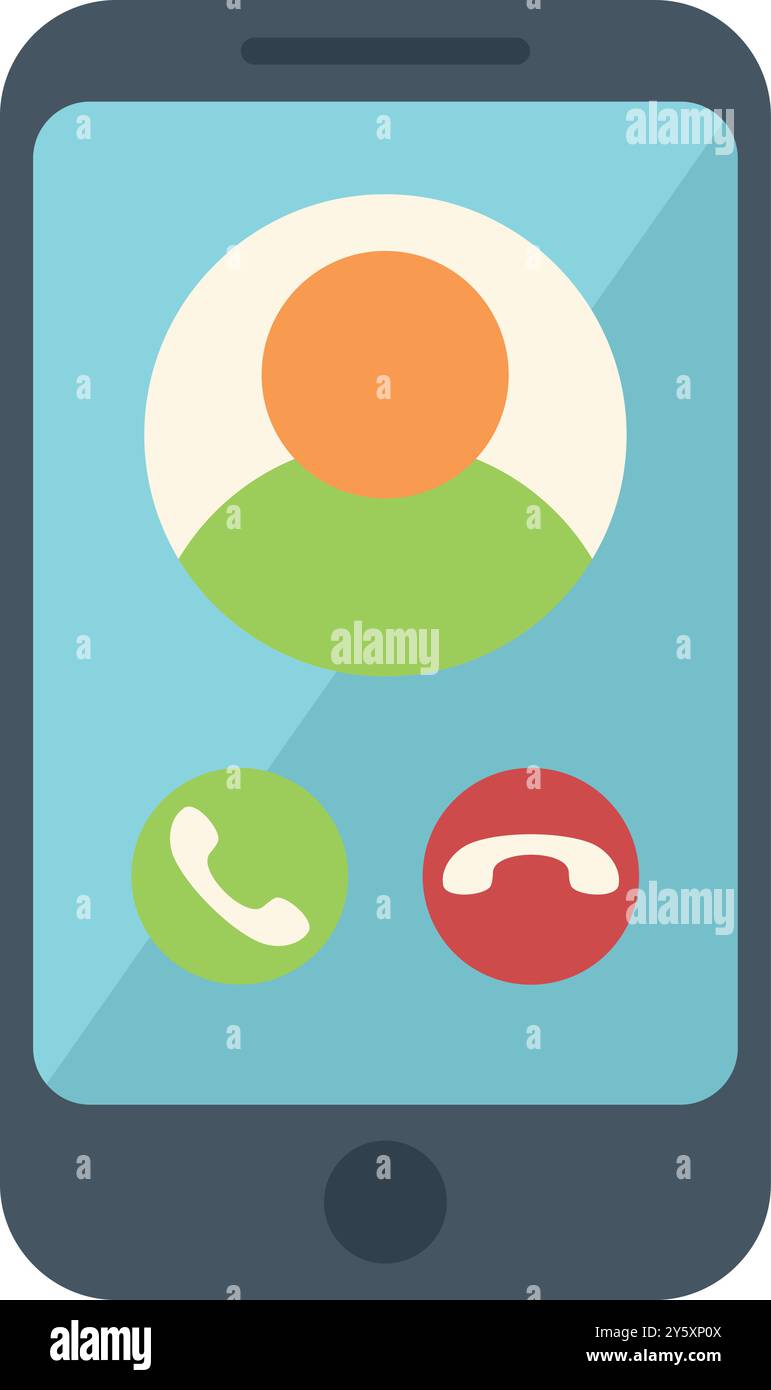 Smartphone is displaying an incoming call screen with a contact person ...