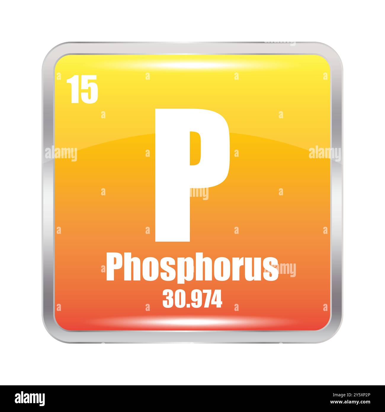 Phosphorus element symbol. P abbreviation. Atomic number 15. Atomic ...