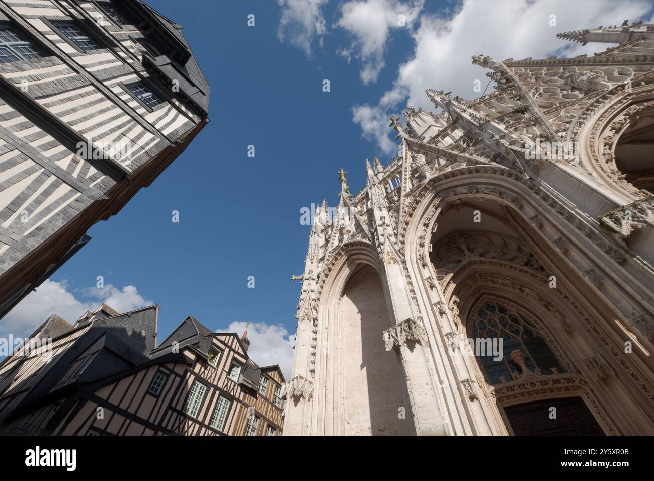 Saint-Maclou Church built in Flamboyant Gothic style, and adjacent ...