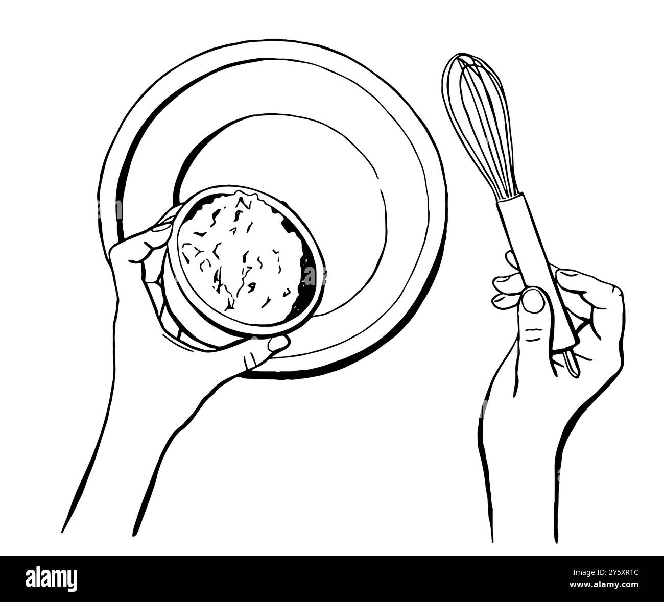 Woman hands adding flour Stock Vector Images - Alamy