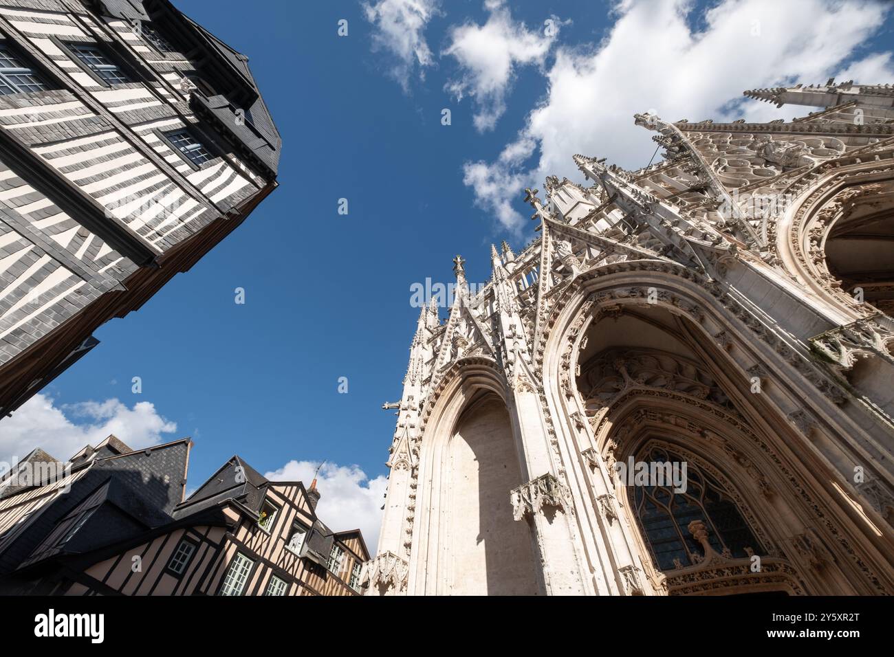 Saint-Maclou Church built in Flamboyant Gothic style, and adjacent ...