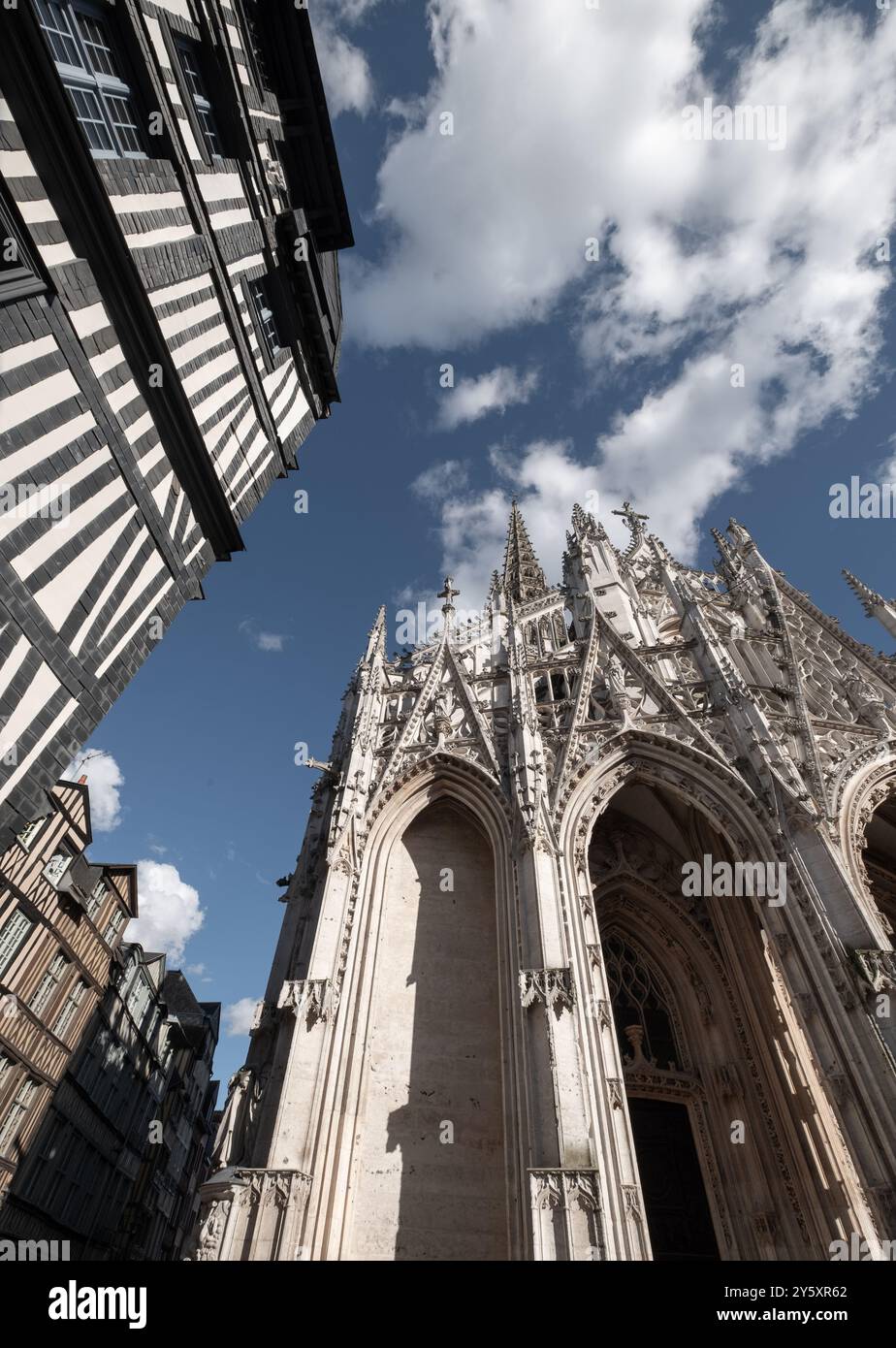 Saint-Maclou Church built in Flamboyant Gothic style, and adjacent ...