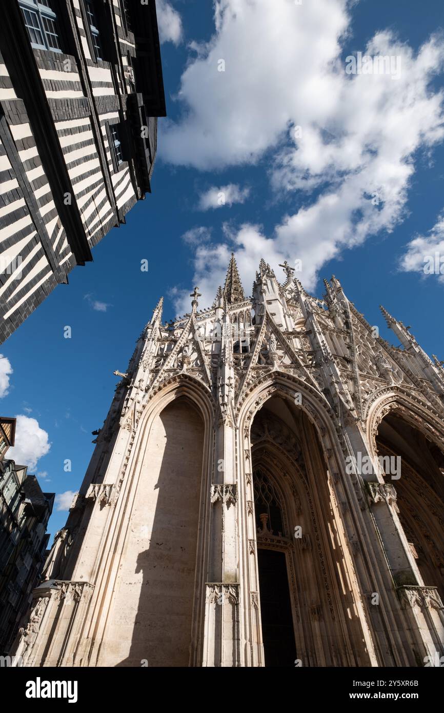 Saint-Maclou Church built in Flamboyant Gothic style, and adjacent ...