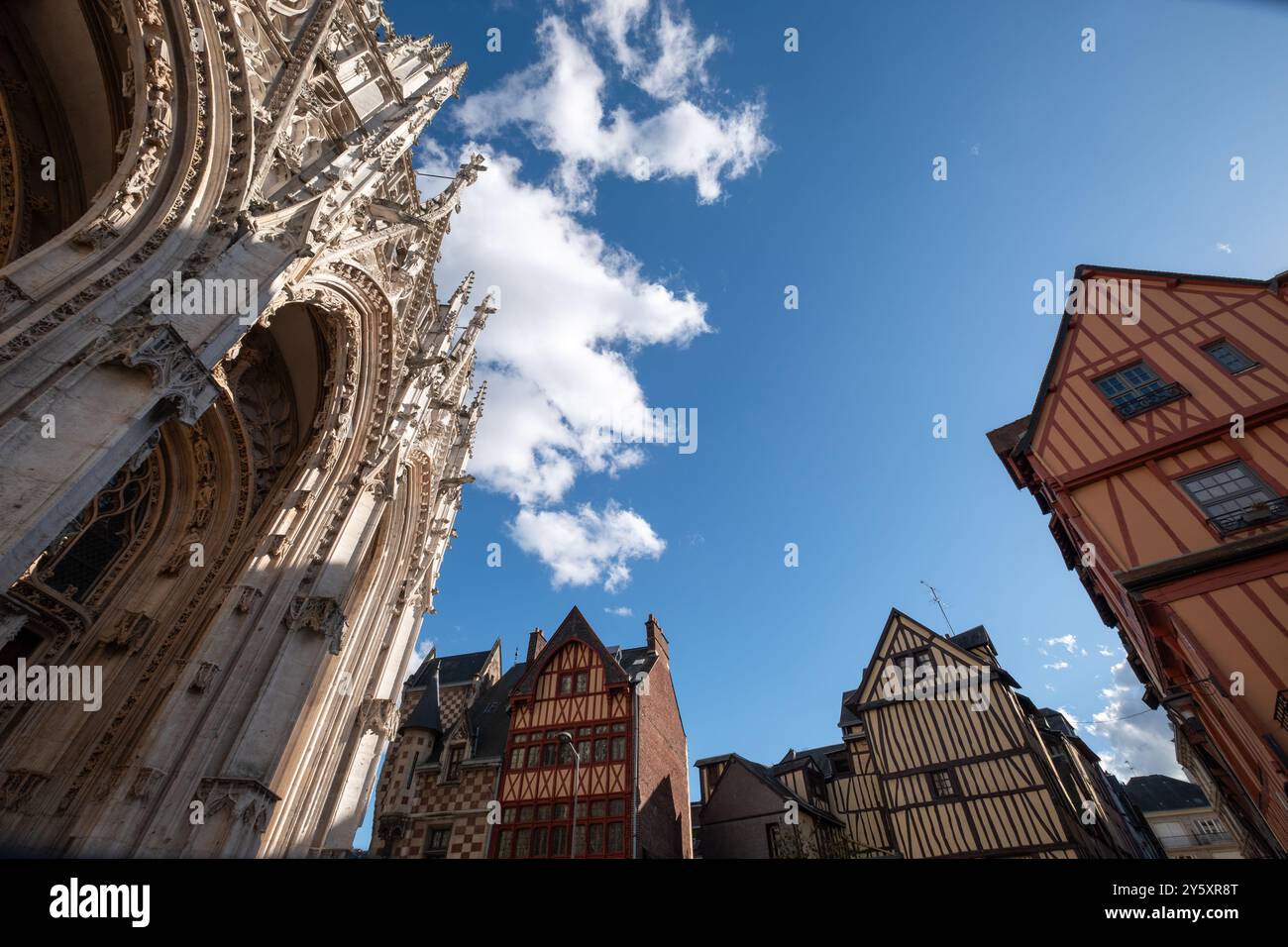 Saint-Maclou Church built in Flamboyant Gothic style, and adjacent ...