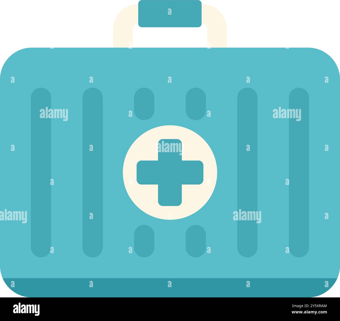 Blue first aid kit closed, showing a white cross symbol, evoking safety ...