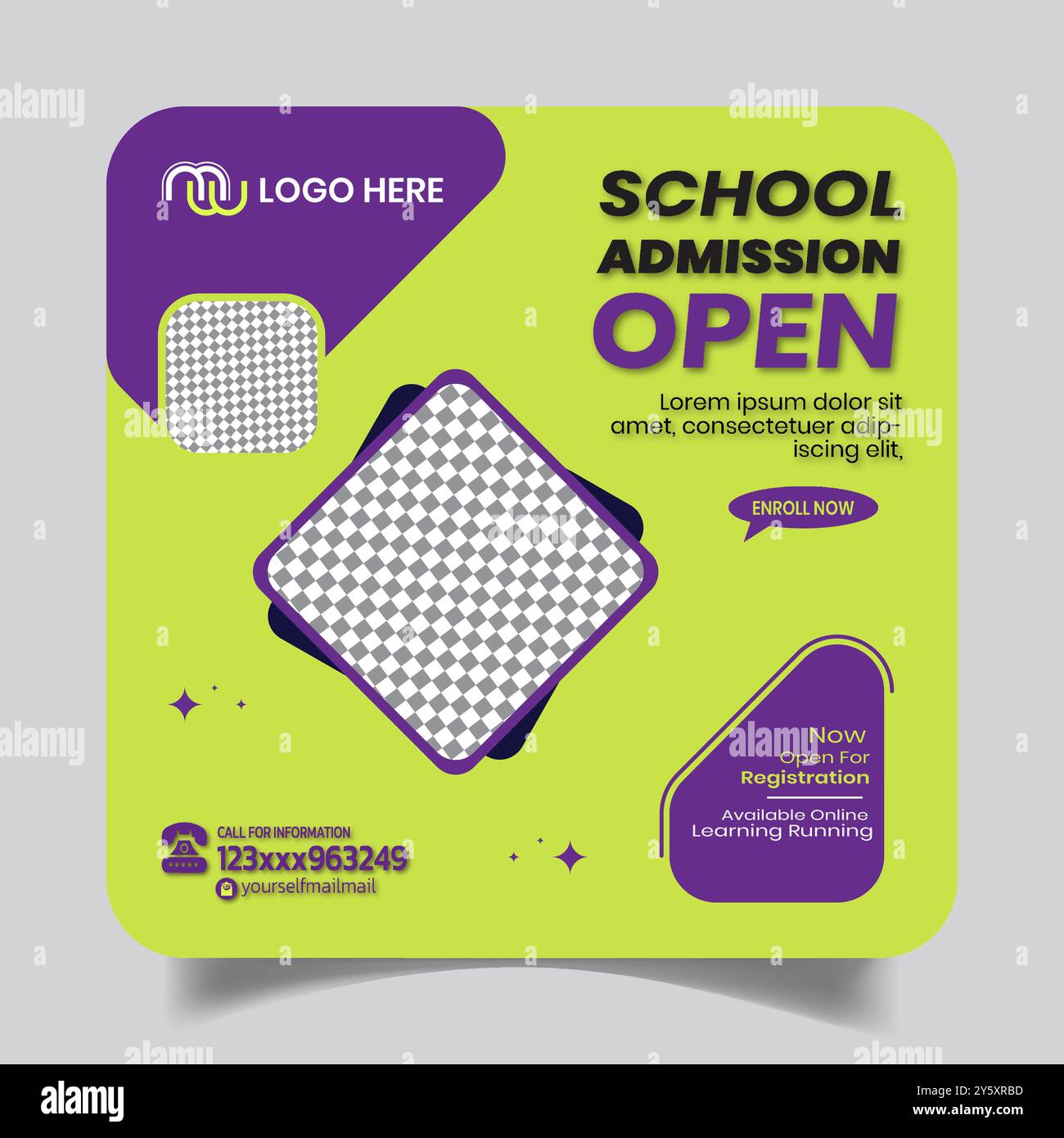 School Advertisement Social Media Post Design Layout Stock Vector Image ...