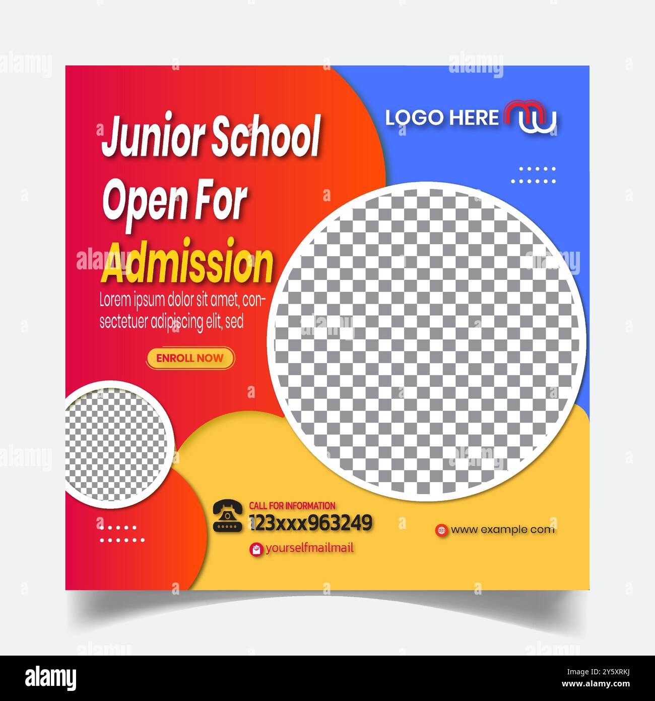 Modern Study Admission Social Media Post Design Banner Stock Vector ...