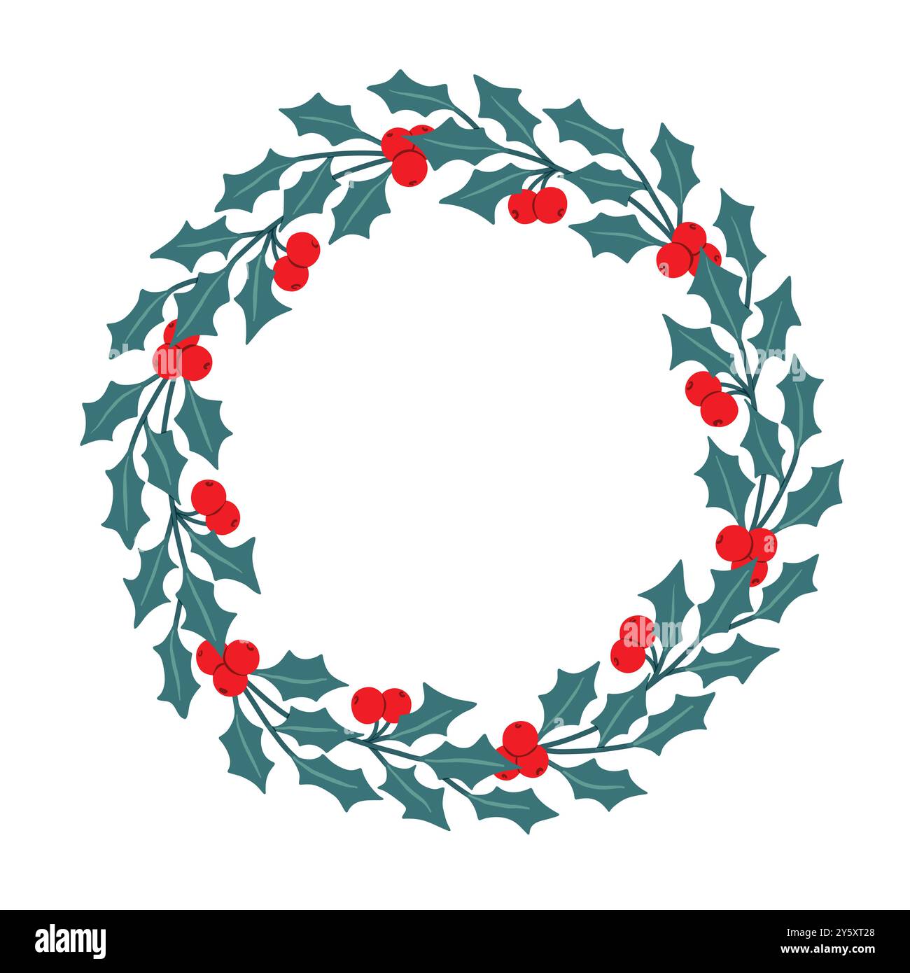 Christmas round framed floral wreath with holly branches and sharpie ...