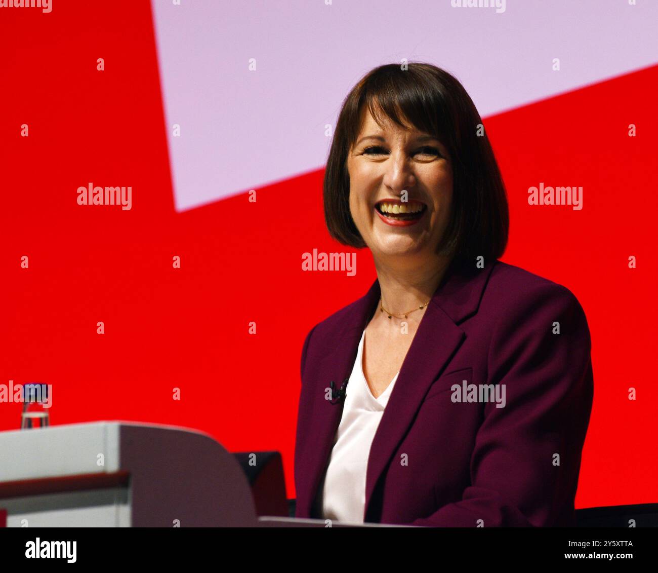 Rachel Reeves, Chancellor Exchequer. delivers her speech to the Labour ...