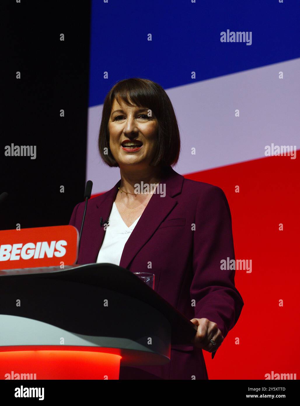 Rachel Reeves, Chancellor Exchequer. delivers her speech to the Labour ...
