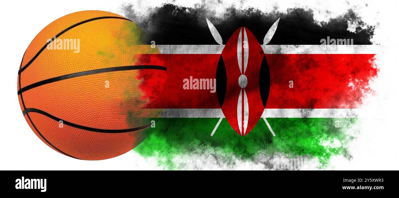 White background with basketball and Kenya flag Stock Photo - Alamy