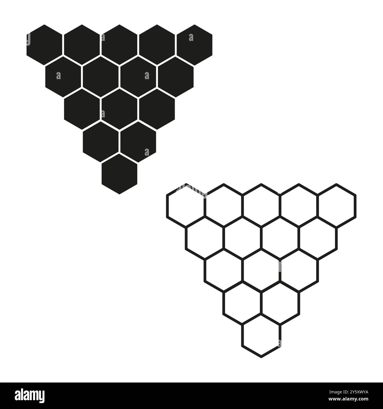 Hexagon pattern icons. Geometric honeycomb shapes. Triangular grid ...