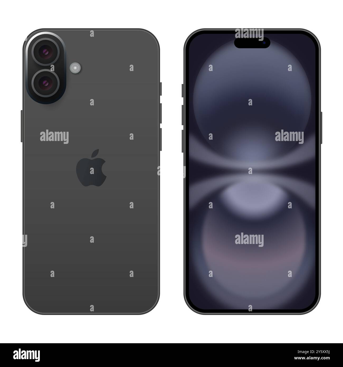 Black iPhone 16 mockup. Realistic vector illustration Stock Vector ...