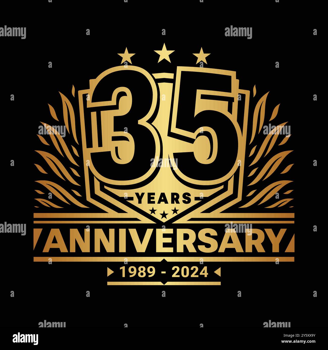35 years anniversary celebration shield design template. 35th anniversary logo. Vector and ...